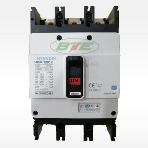 Aptomat MCCB HGM250S-F 3P 200A 26kA Hyundai