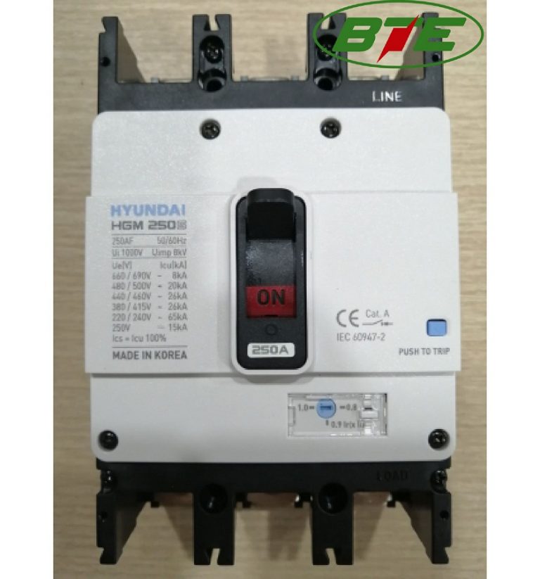 Aptomat MCCB HGM250S-F 3P 250A 26kA Hyundai