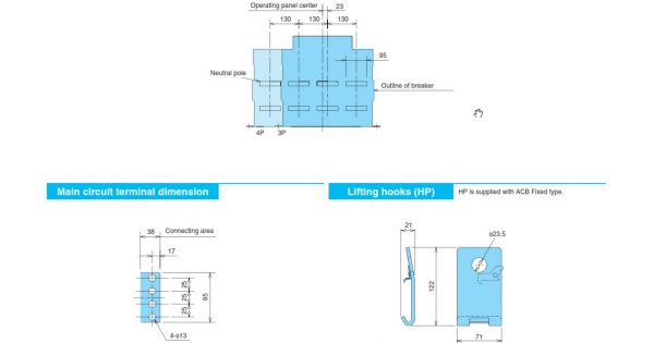 Máy cắt AE3200-SW 3P 3200A 85kA Fix Mitsubishi