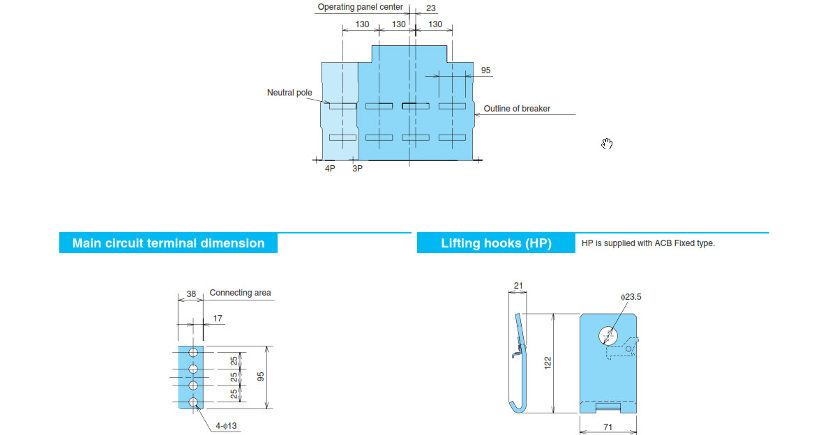 Máy cắt AE3200-SW 3P 3200A 85kA Fix Mitsubishi