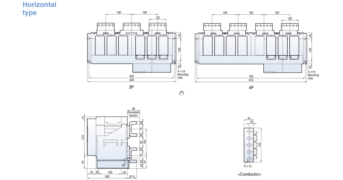 Máy cắt ACB AS-50F4-50H AG6 4P 5000A 100kA loại cố định LS