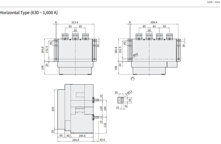 Máy cắt ACB HGS16A 3H M2C2S251L 3P 1600A 65kA fix Hyundai