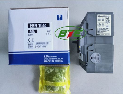Aptomat ELCB EBN104c 4P 60A 30mA và 100/200/500mA 18kA LS