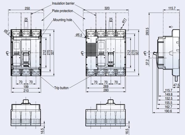 Aptomat MCCB TS1600H 3P 1600A 70kA LS - Điện công nghiệp BTE
