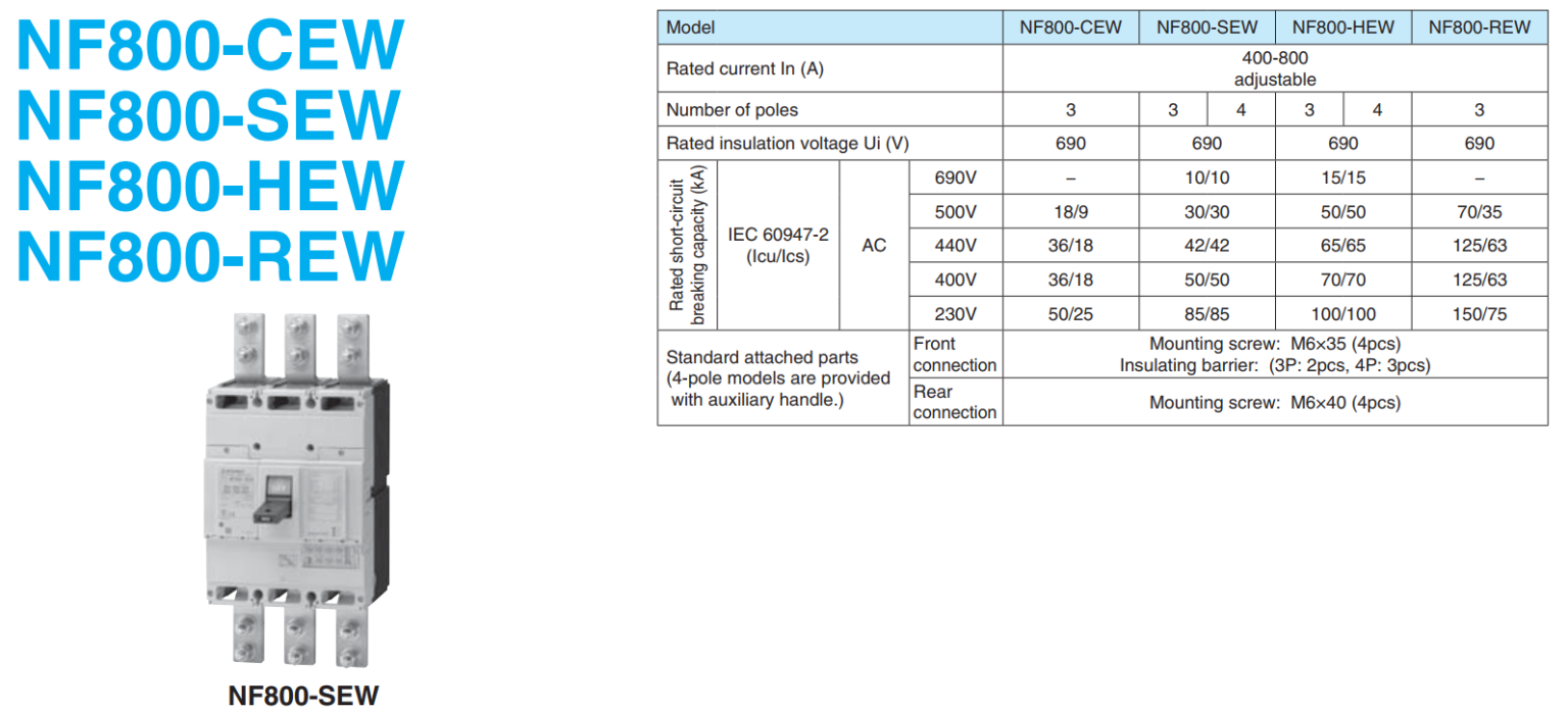 Aptomat MCCB NF800-CEW 3P 800A 36kA Mitsubishi